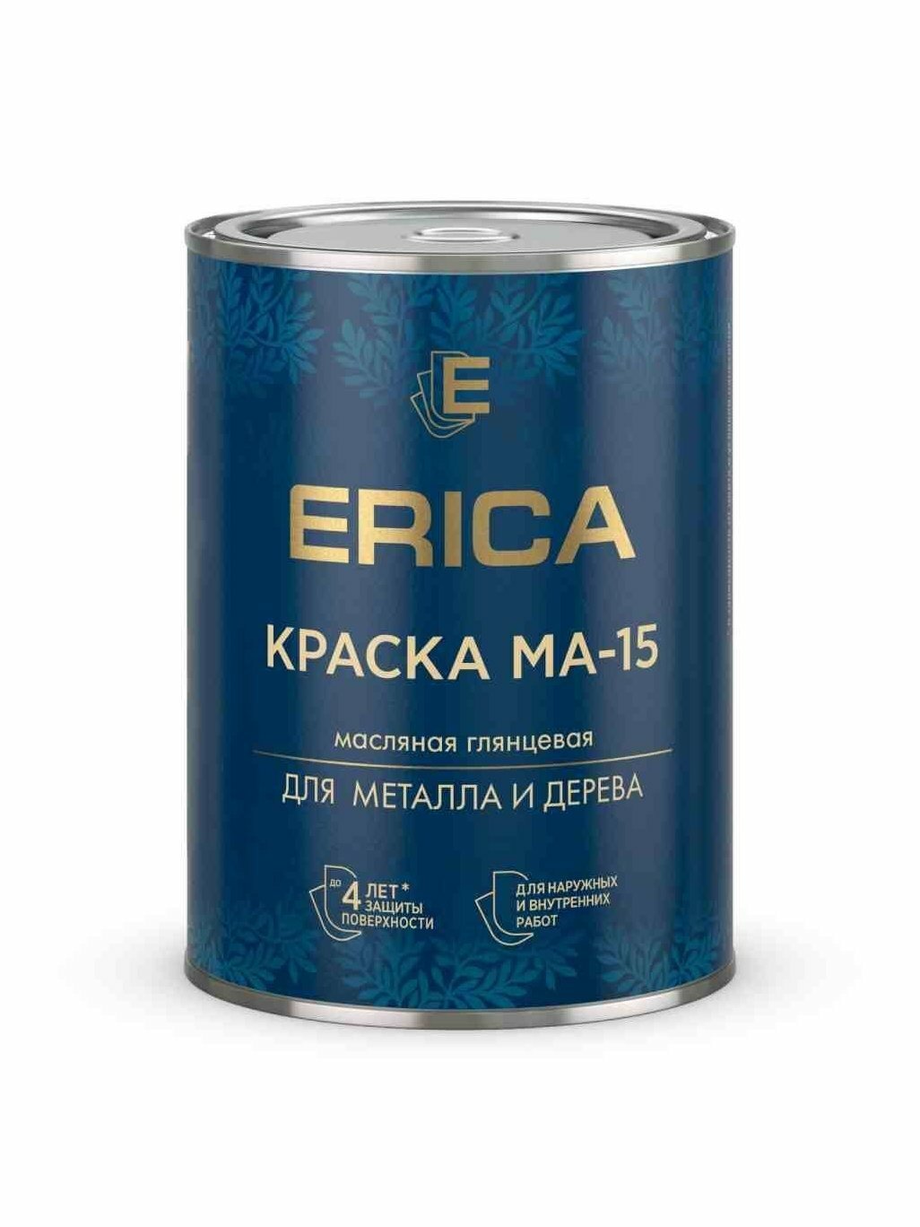 Краска масляная Erica МА-15 глянцевая бирюзовая 0.8 кг для дерева и металла, универсальная для наружных и внутренних работ
