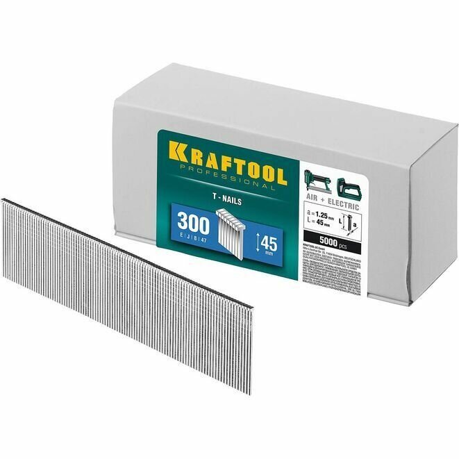Гвозди для нейлера 31785-45, KRAFTOOL гвозди тип 300, 45 мм