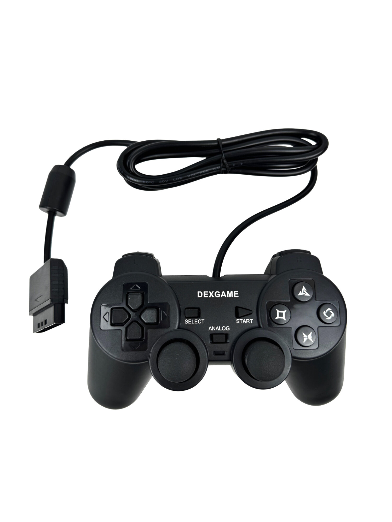 Джойстик для Playstation 2, проводной, с виброотдачей, 1,6 м, черный