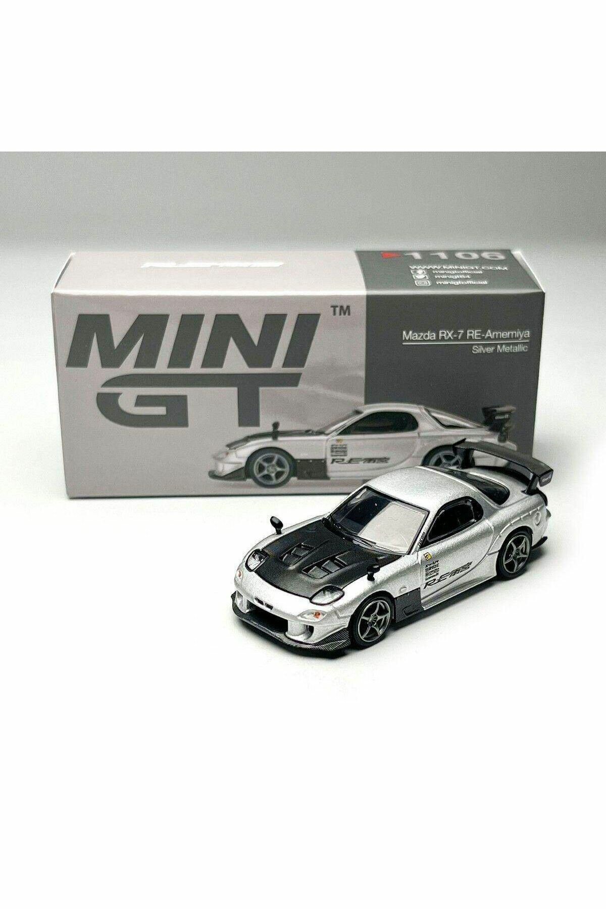 Машинка TSM MINIGT 1/64 minigt #1106 BL Mazda RX-7 RE Amemiya Sliver Blister Packaging Die-cast Alloy Car Model Collection Gift