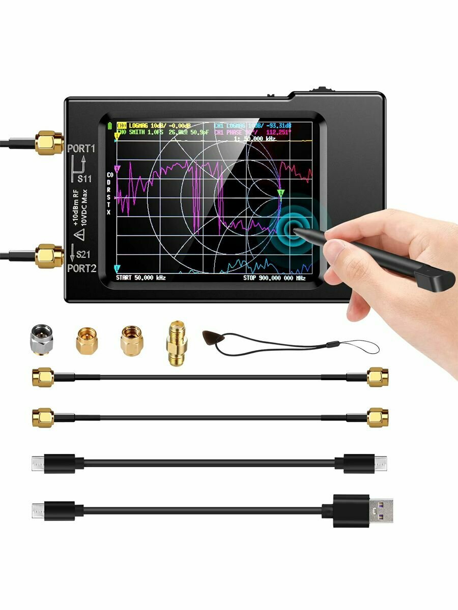 Векторный антенный анализатор NanoVNA-H MF HF VHF UHF в корпусе
