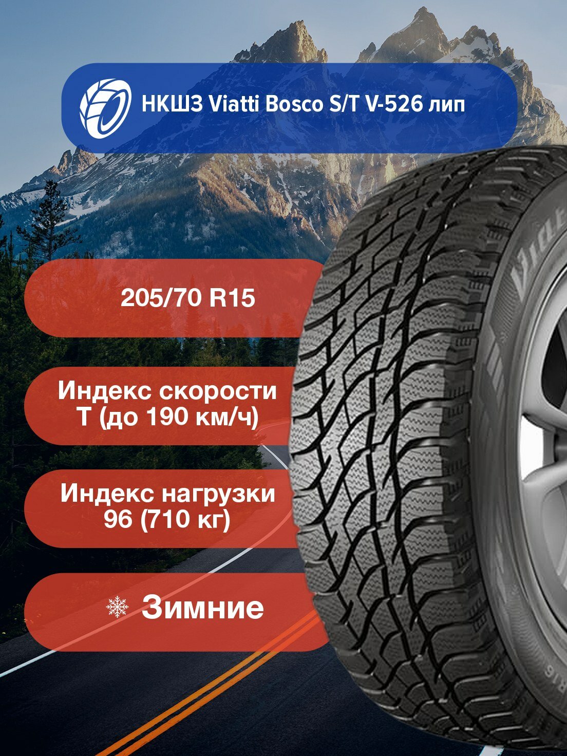 Легковые Зимние Шины Viatti Bosco S/T (V-526) 205/70R15 96T TL-3150083 для легковых автомобилей и кроссоверов