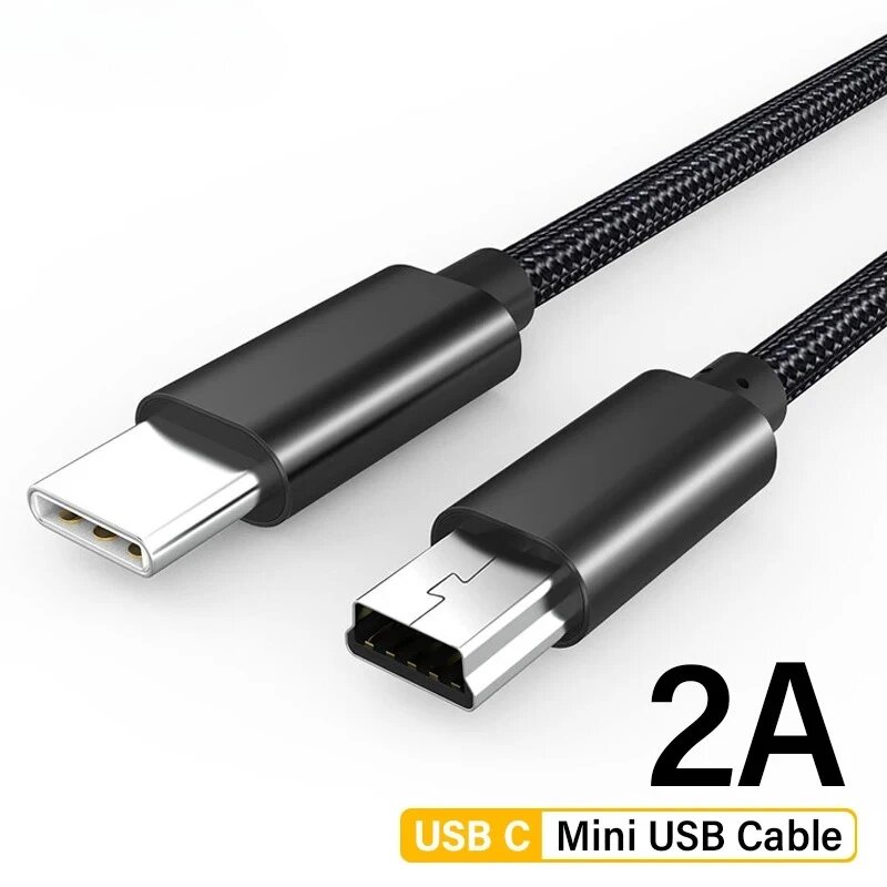 Кабель USB-C - Mini USB, 0.5м, черный