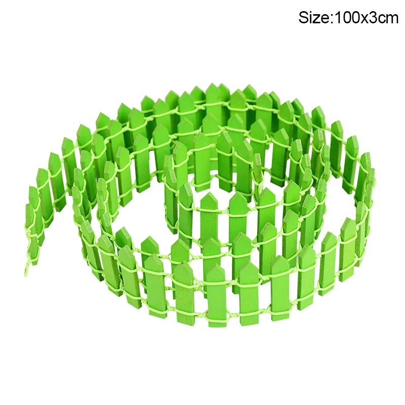 Мини деревянный забор для сада Зеленый, 100x3cm-green
