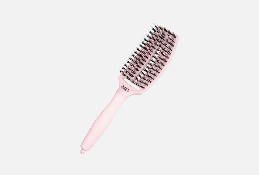 Olivia Garden Fingerbrush Care Iconic Boar&Nylon Pastel Pink M. Щетка для волос 1 шт