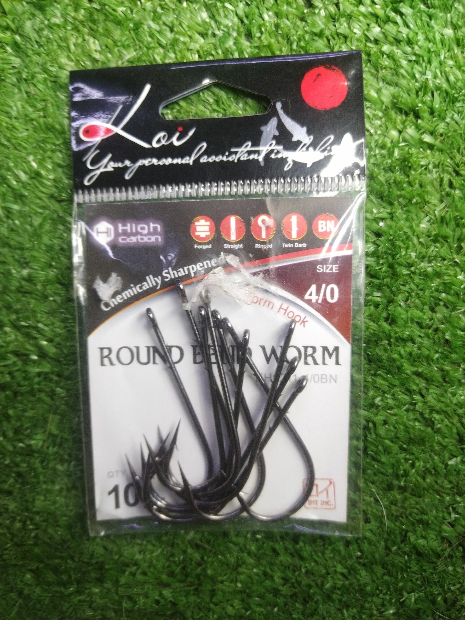 Крючки рыболовные набор из 10 штук, Koi ROUND BEND Worm 4/0 KH6211-4/0BN