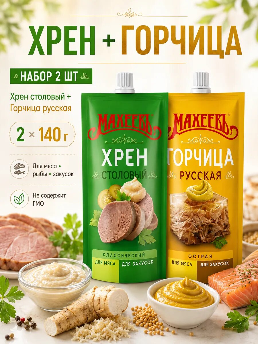 Набор Махеевъ «Хрен столовый» и «Горчица Русская» по 140 г