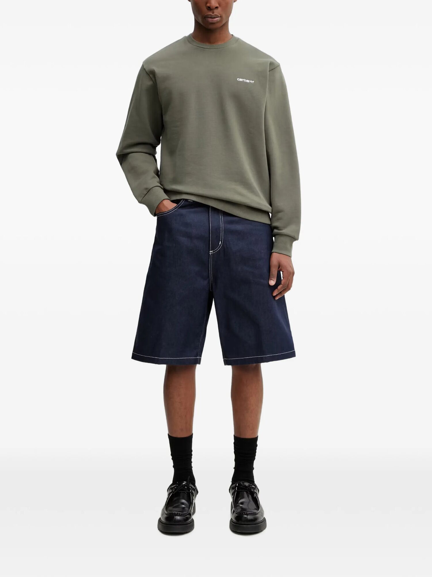 Толстовка Carhartt WIP Script Embroidery sweatshirt, размер 50, , зеленый, — фото 1