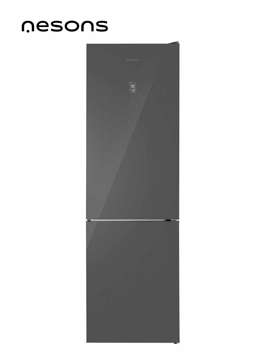 Холодильник Nesons NS-BF196GG60NFN34DKN стильный двухкамерный холодильник с No Frost