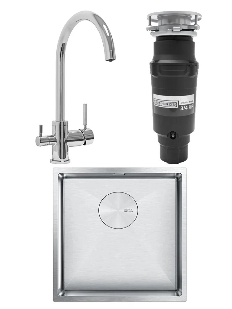 Комплект Мойка Seaman Eco Marino SME-440. A / Смеситель Barcelone SSL-5385-WP / Измельчитель Bone Crusher BC ВС 910 AS-Slim Line