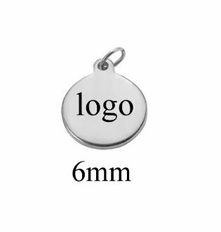 20 шт./лот, бирки с логотипом из нержавеющей стали, серебристый, round 6mm out hole, Серебряный