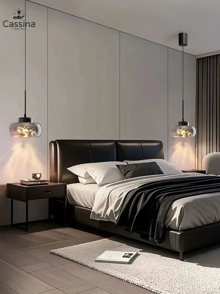 Люстра Cassina LED, 15 Вт, 6000К, RGB, стеклянный плафон, черно-серый, 200x270 мм — фото 1
