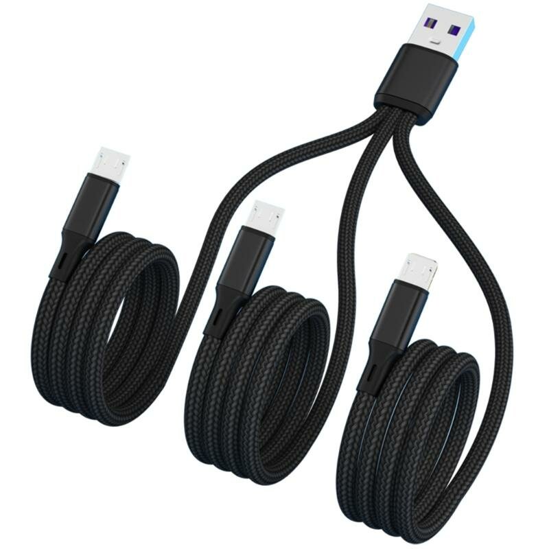 USB-кабель зарядки USB 2.0 (M) – 3 Micro USB (M), Черный - 120cm