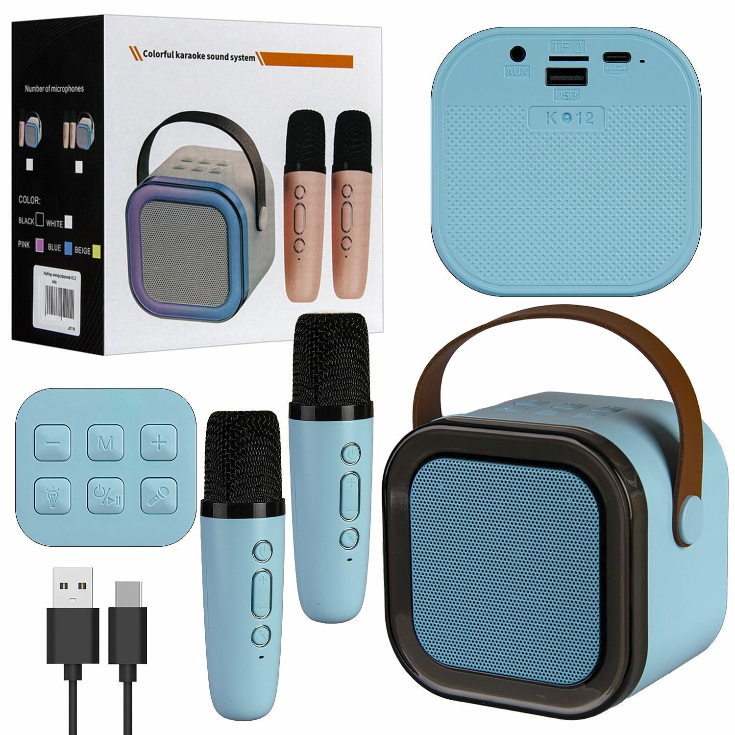 Мини караоке система K12 bluetooth колонка с 2 микрофонами