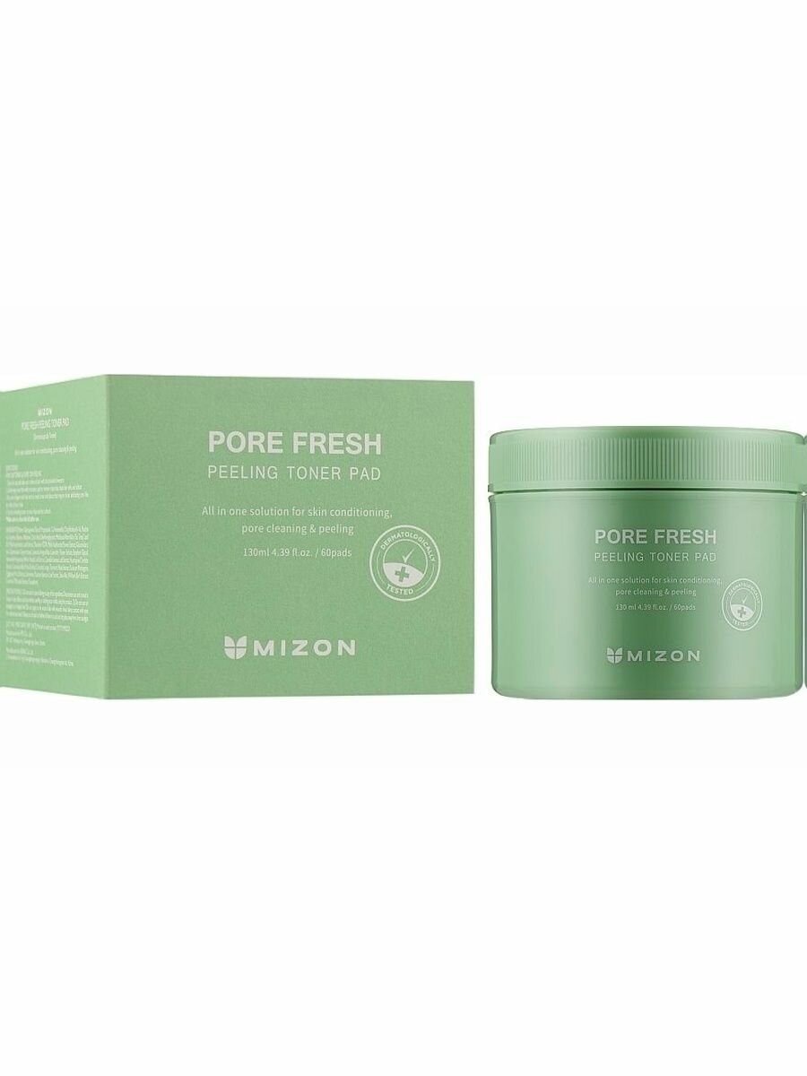 Mizon Очищающие тонер-диски для лица Pore Fresh Peeling Toner Pad, 130 мл (60 шт)