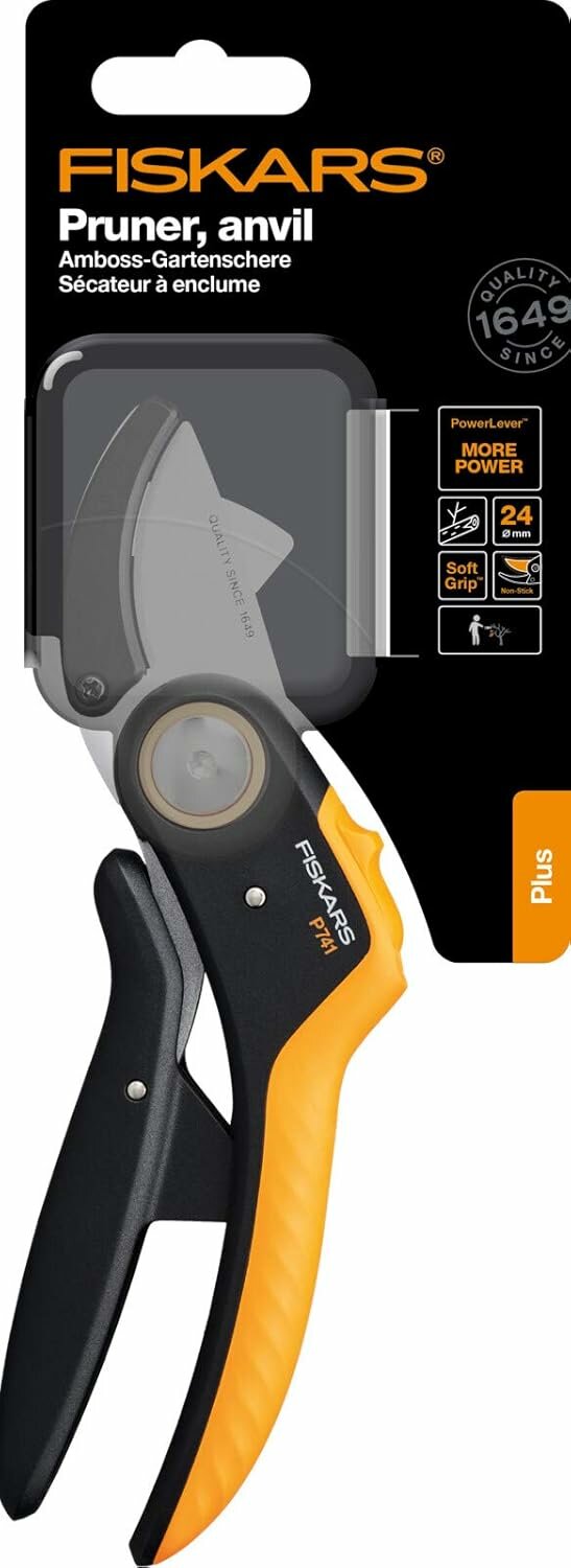 Секатор Fiskars P741 Anvil Plus PowerLever, 1057171