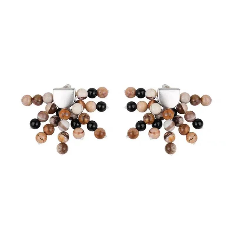 Камень зебры, колье с кисточками earring B