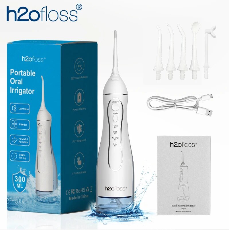 H2ofloss Портативный Ирригатор для полости рта белый
