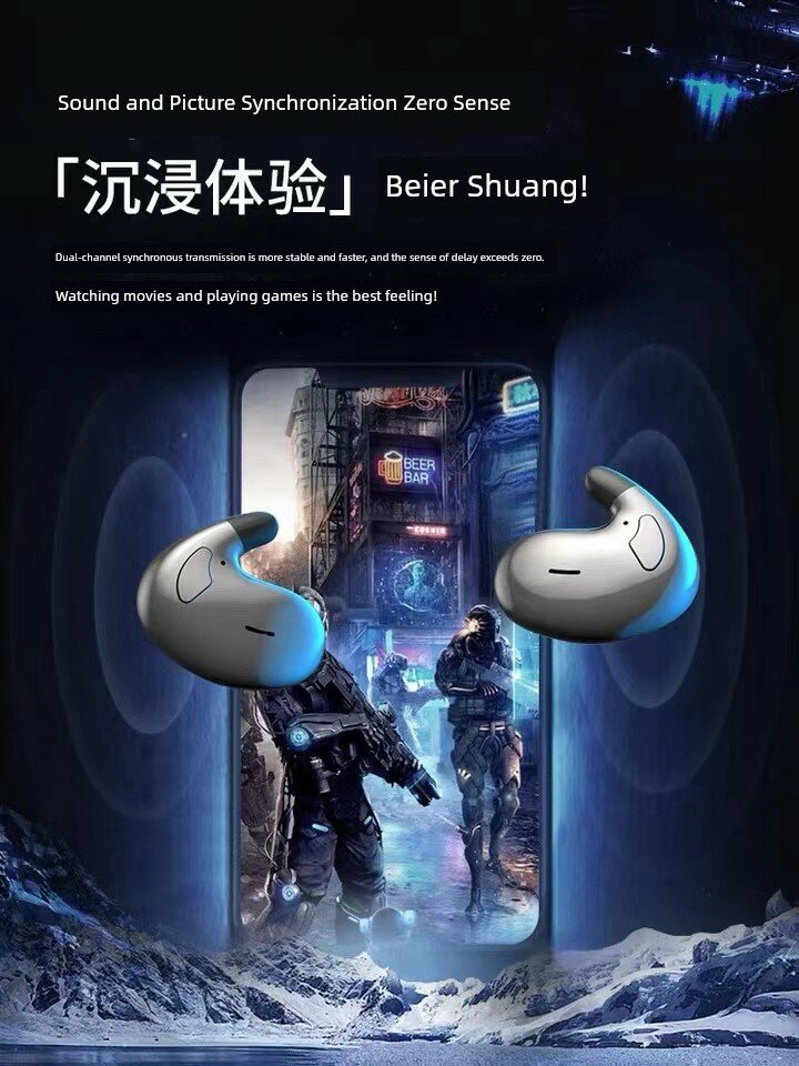 Беспроводные TWS наушники Bluetooth с шумоподавлением, мини-дизайном, дисплеем и встроенным микрофоном для игр