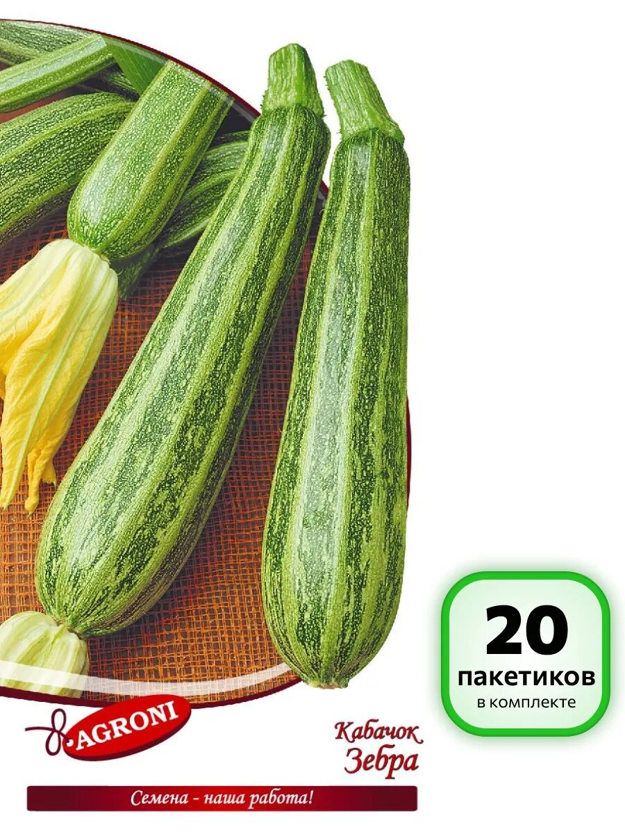 (20 шт.) - Семена Кабачок Зебра (2,0г)