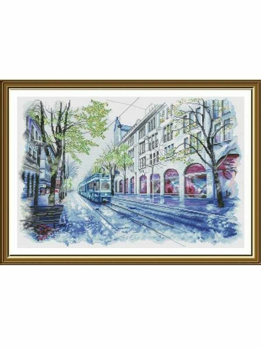 Mагазины набор для вышивания Amishop Городской трамвай DIY, 16CT Aida, 42 x 28 см, 267 x 178 стежка, 31 цветов