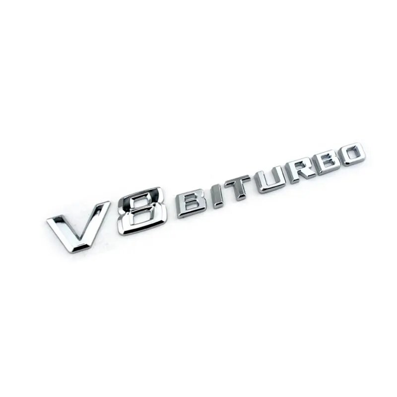 V8 V12 Biturbo эмблема значок наклейка 3D Автомобильная наклейка эмблема логотип для Benz V8 Silver