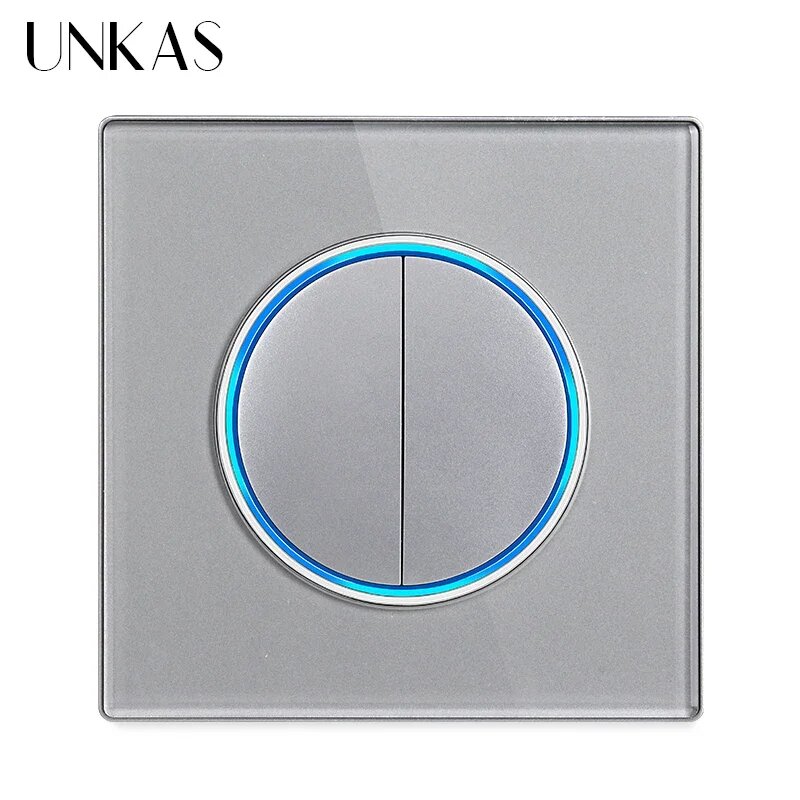 Выключатель света UNKAS LED Gray 1 Way 2 Gang