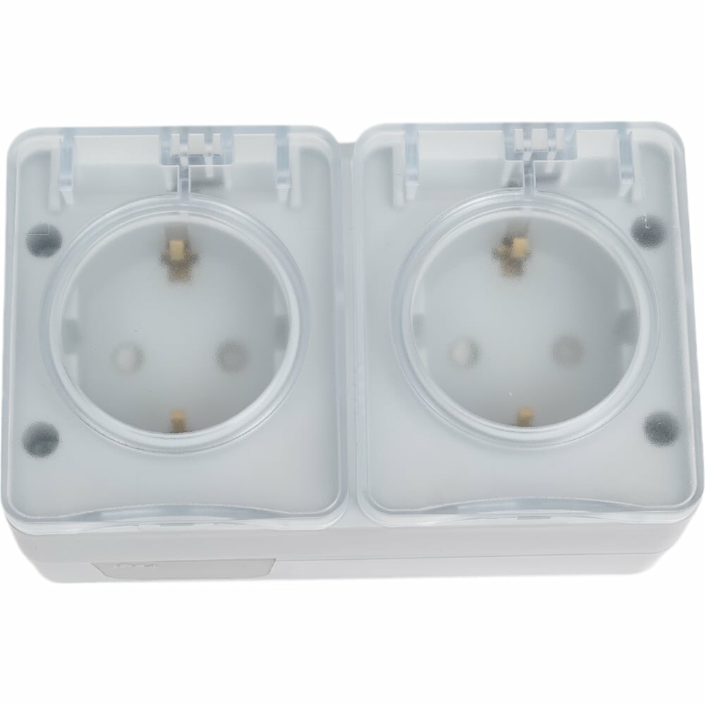 Розетка двойная с заземлением со шторками Systeme Electric AtlasDesign Profi IP54, 16 АХ, 250 В, открытой установки, Серый ATN543026