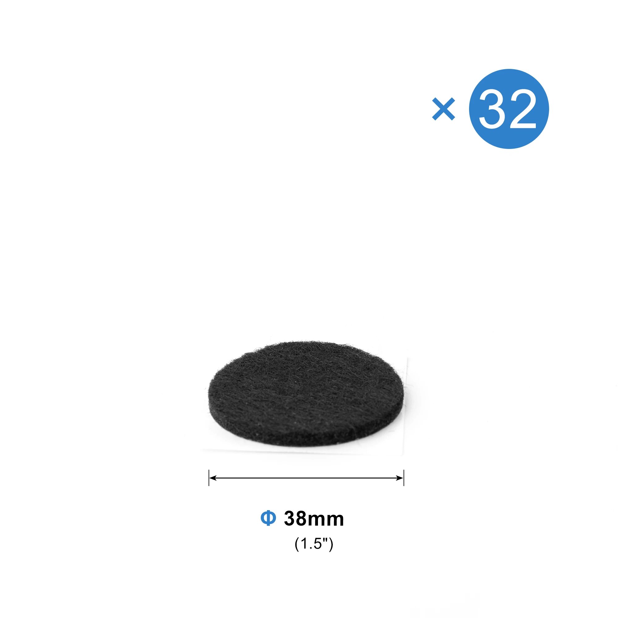 Накладки на ножки мебели Whitesnow из фетра 3 мм Black 38mm 32pcs