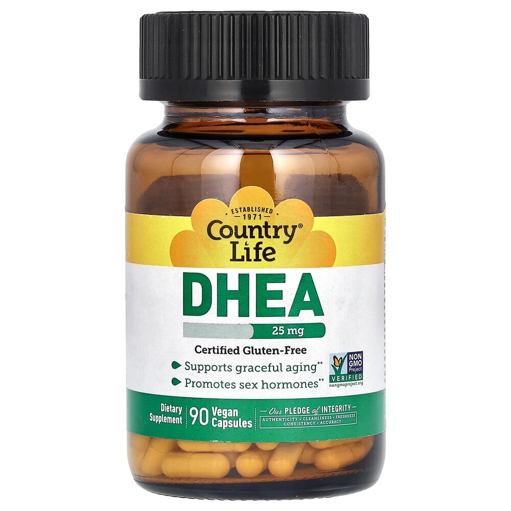 Country Life DHEA, дгэа, 25 мг, 90 веганских капсул из США
