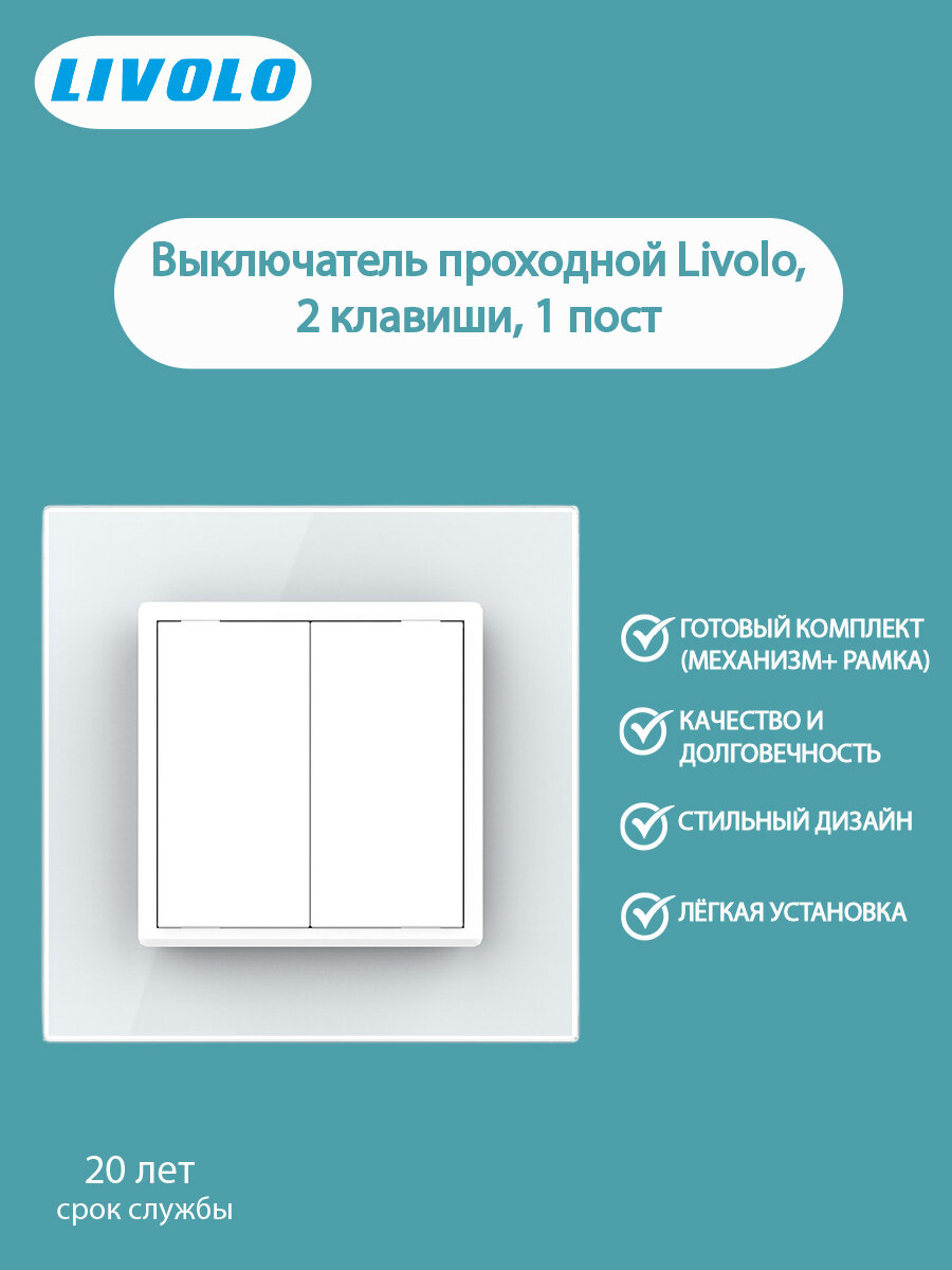 Выключатель двухклавишный проходной
