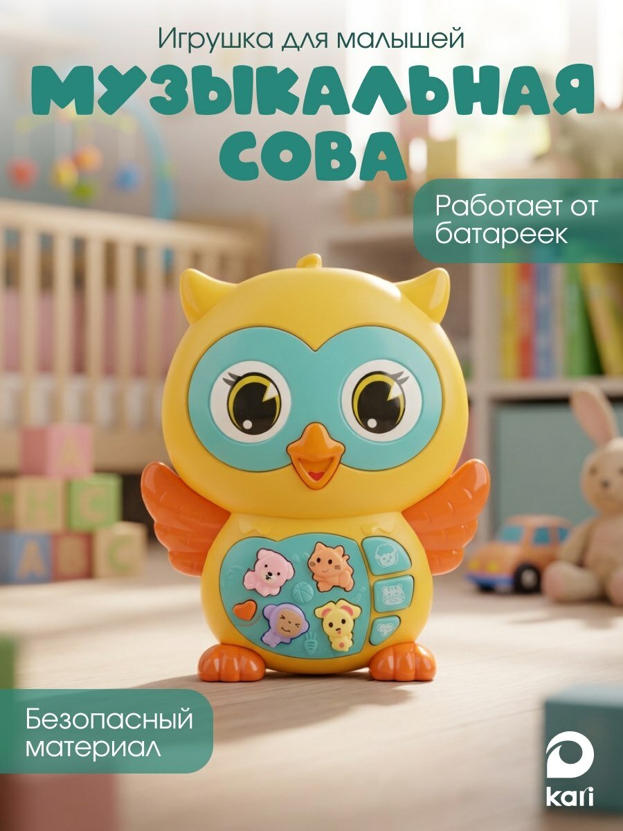 Игрушка музыкальная Сова для ребенка 1, 2 года сова игрушка развивающая игрушка