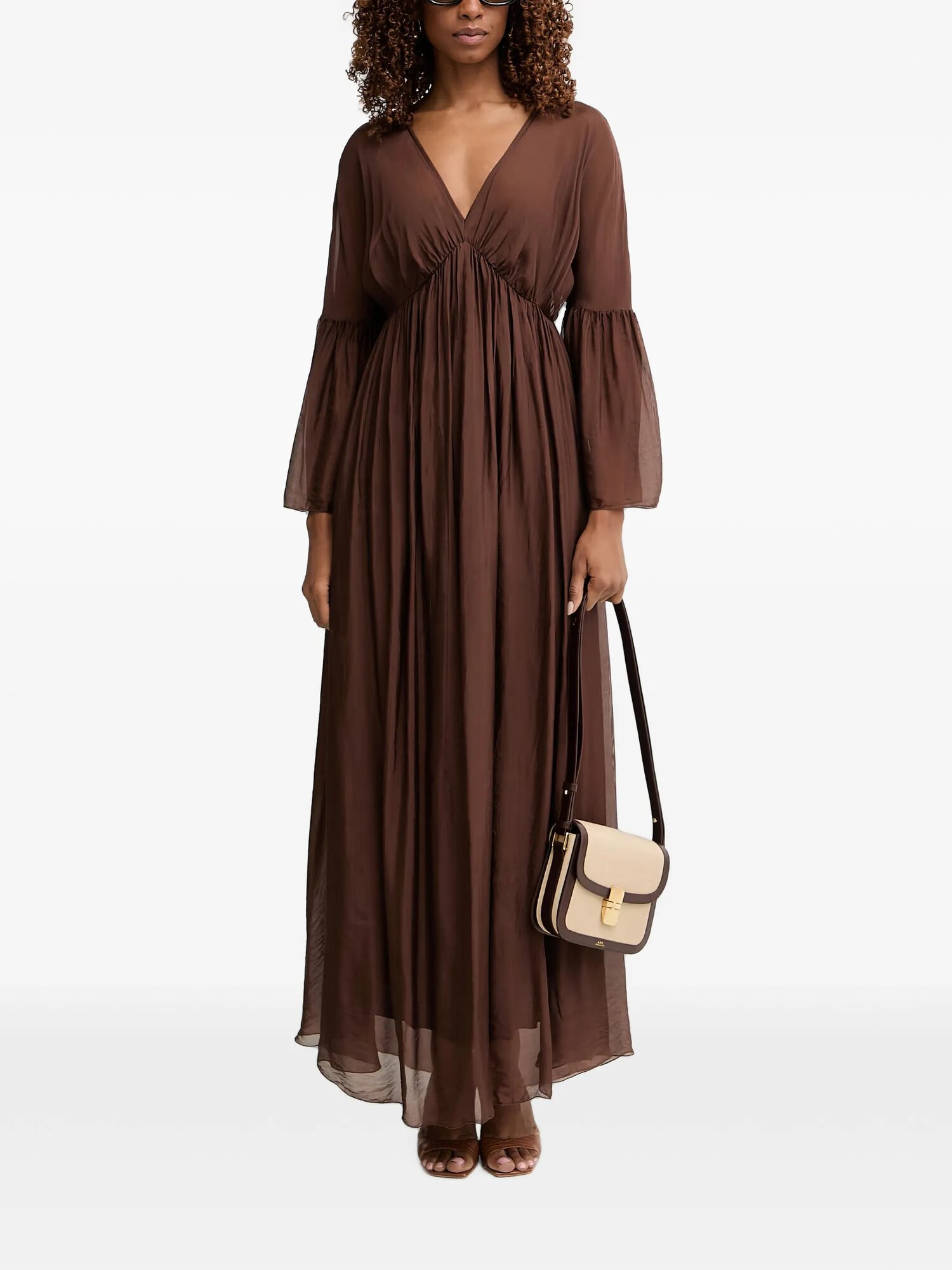 Платье V-neck flared-sleeve maxi dress
