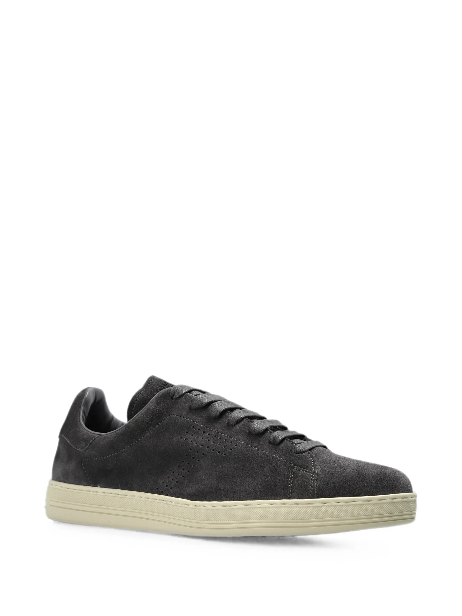 Кроссовки Tom Ford Perforated-logo suede sneakers, размер 41.5, серый — фото 1