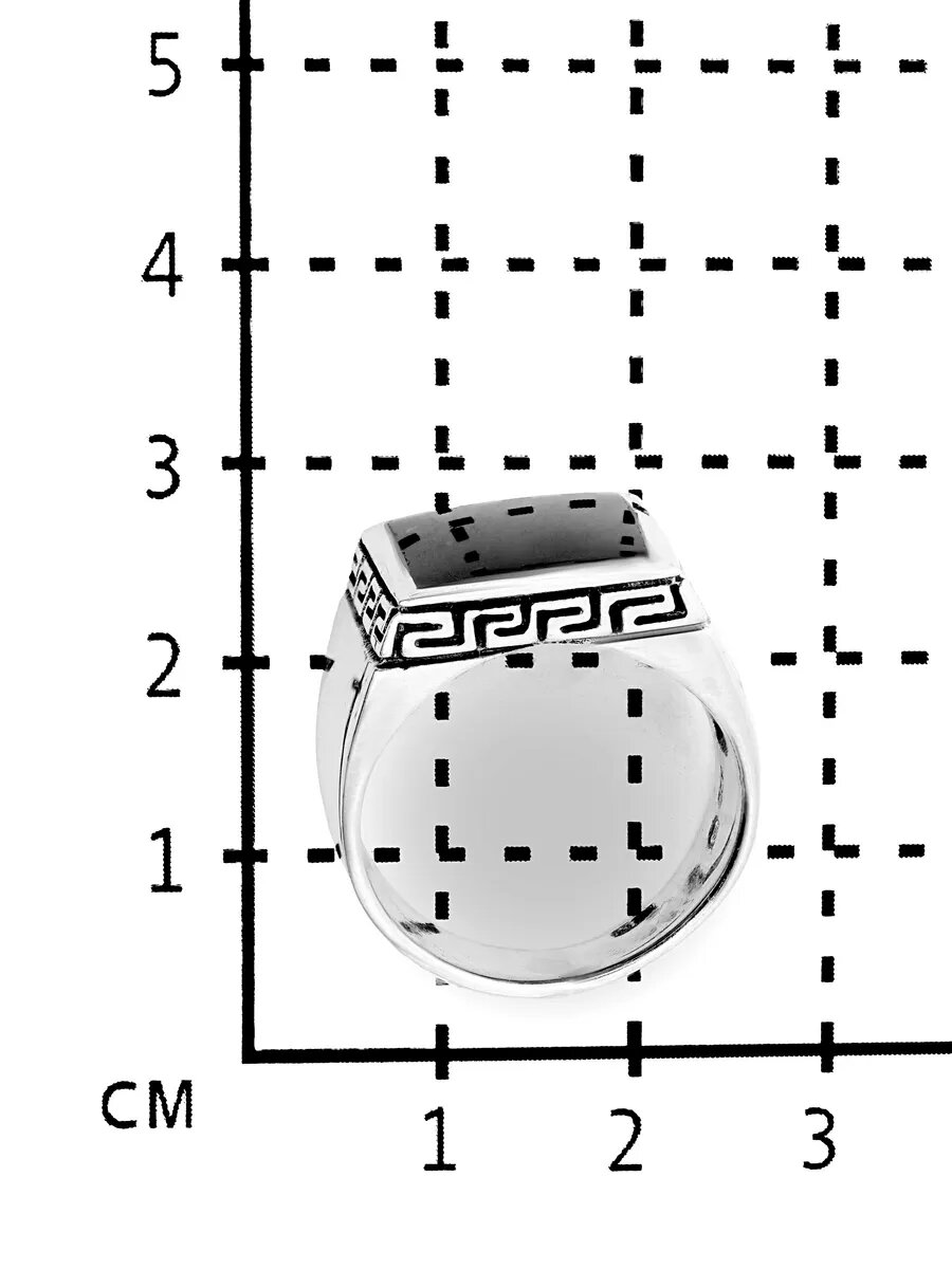 Кольцо L-Silver, 925 проба, оксидирование, агат, размер 17.5, серебристый, черный — фото 1