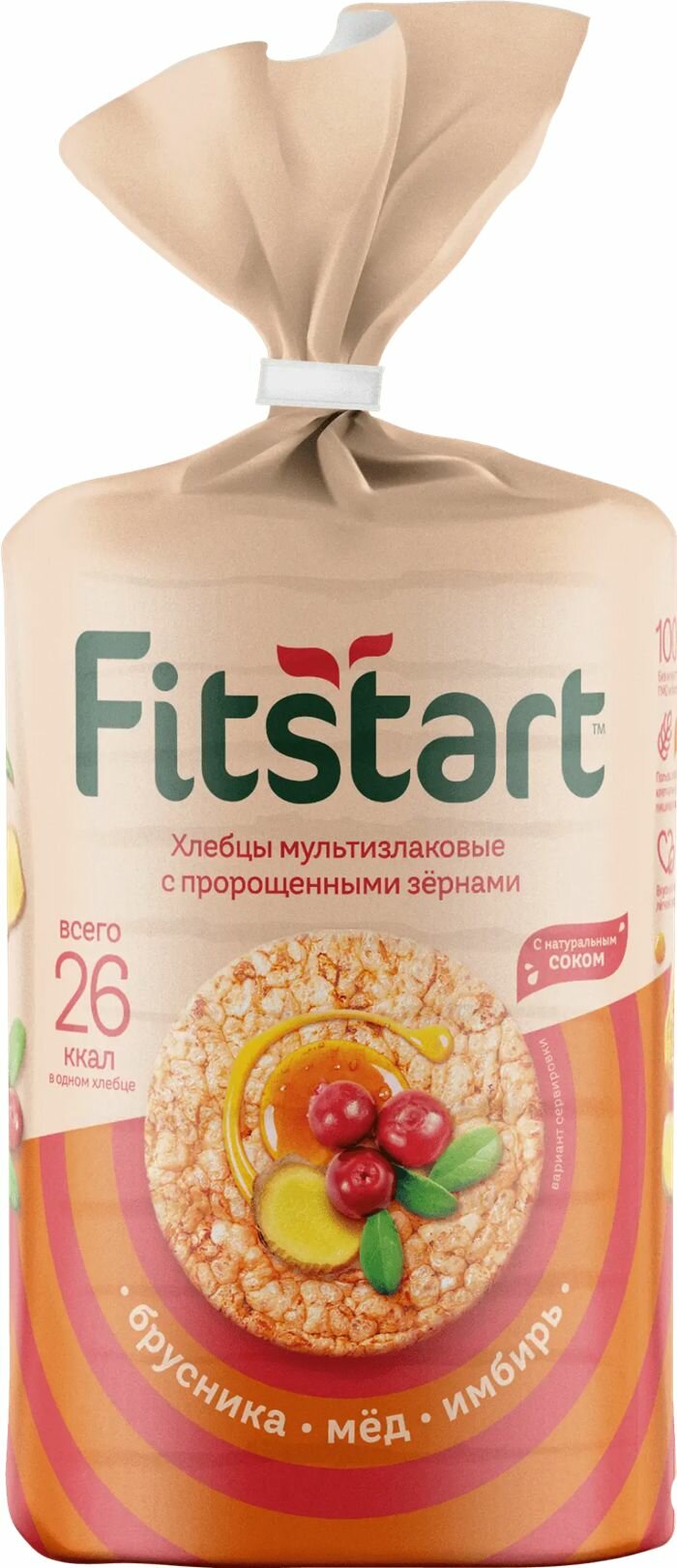 Хлебцы мультизлаковые Брусника, мед, имбирь FITSTART,100г х 2шт
