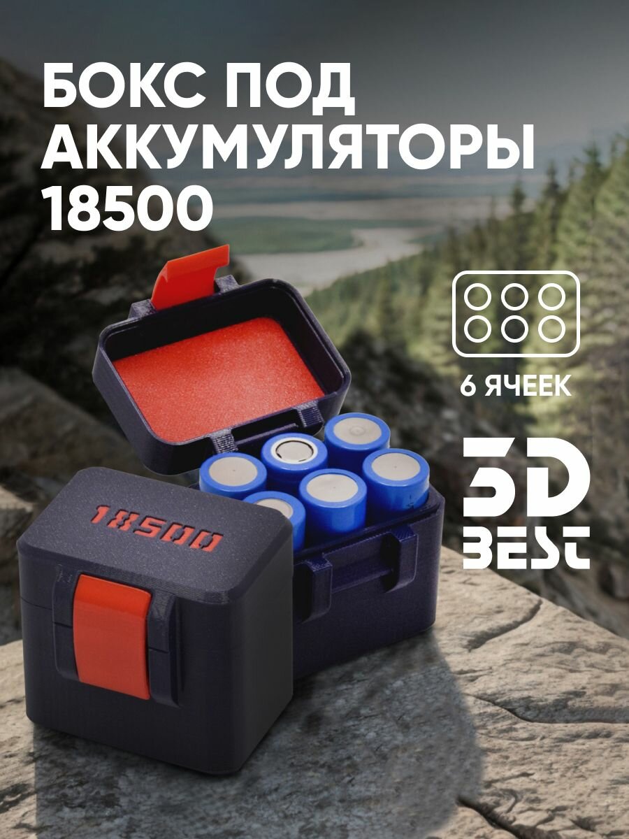 Бокс ударостойкий для аккумуляторов 18500 (6 ячеек) синий