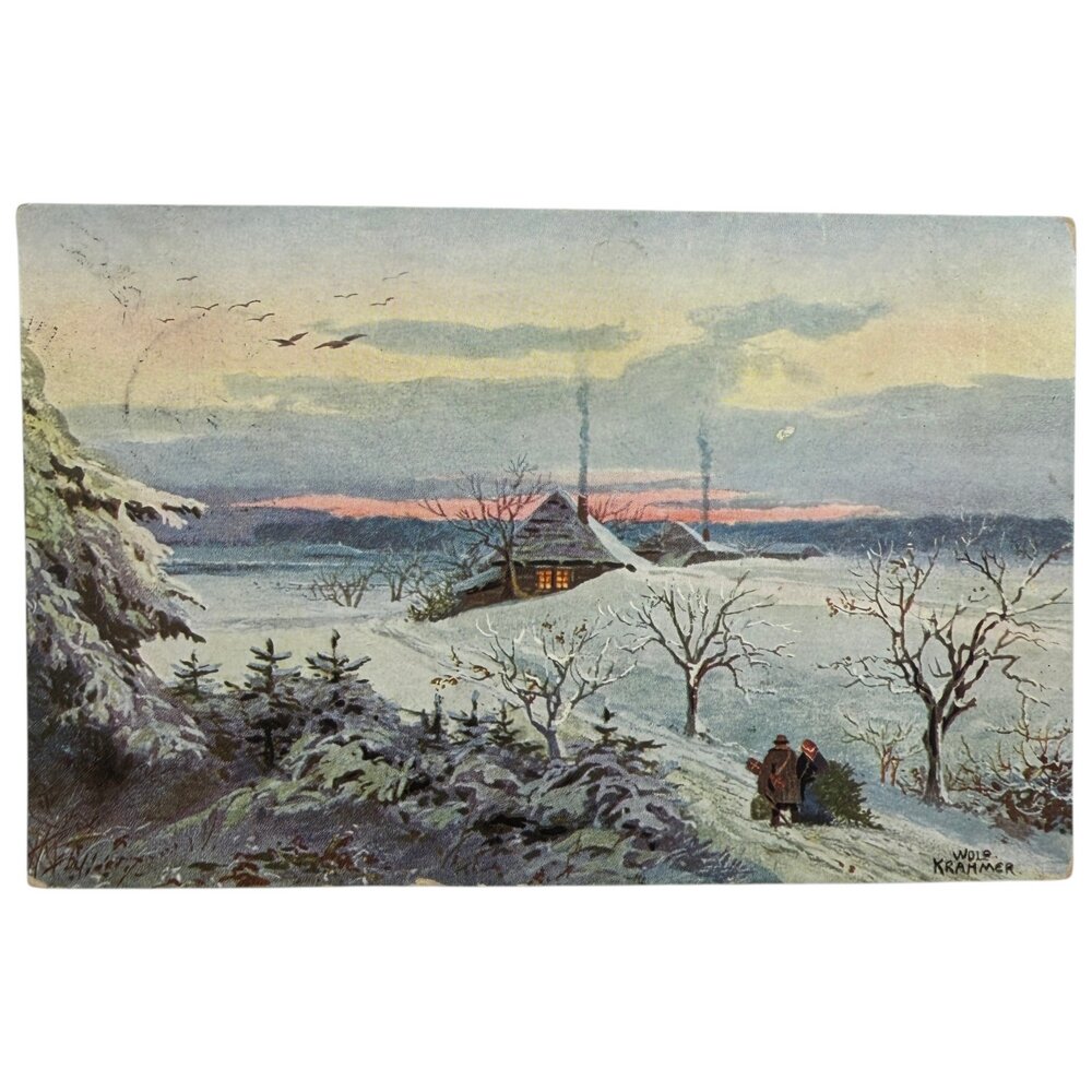 Почтовая открытка "Краммер - Возвращение из леса перед Рождеством" 1900-1910 гг. Германская Империя