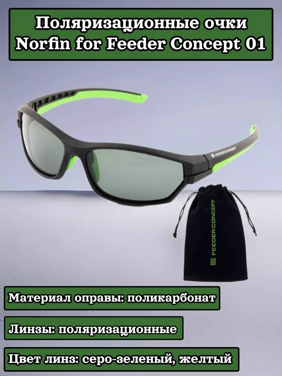 Очки поляр. Norfin for Feeder Concept линзы серо-зелён 01