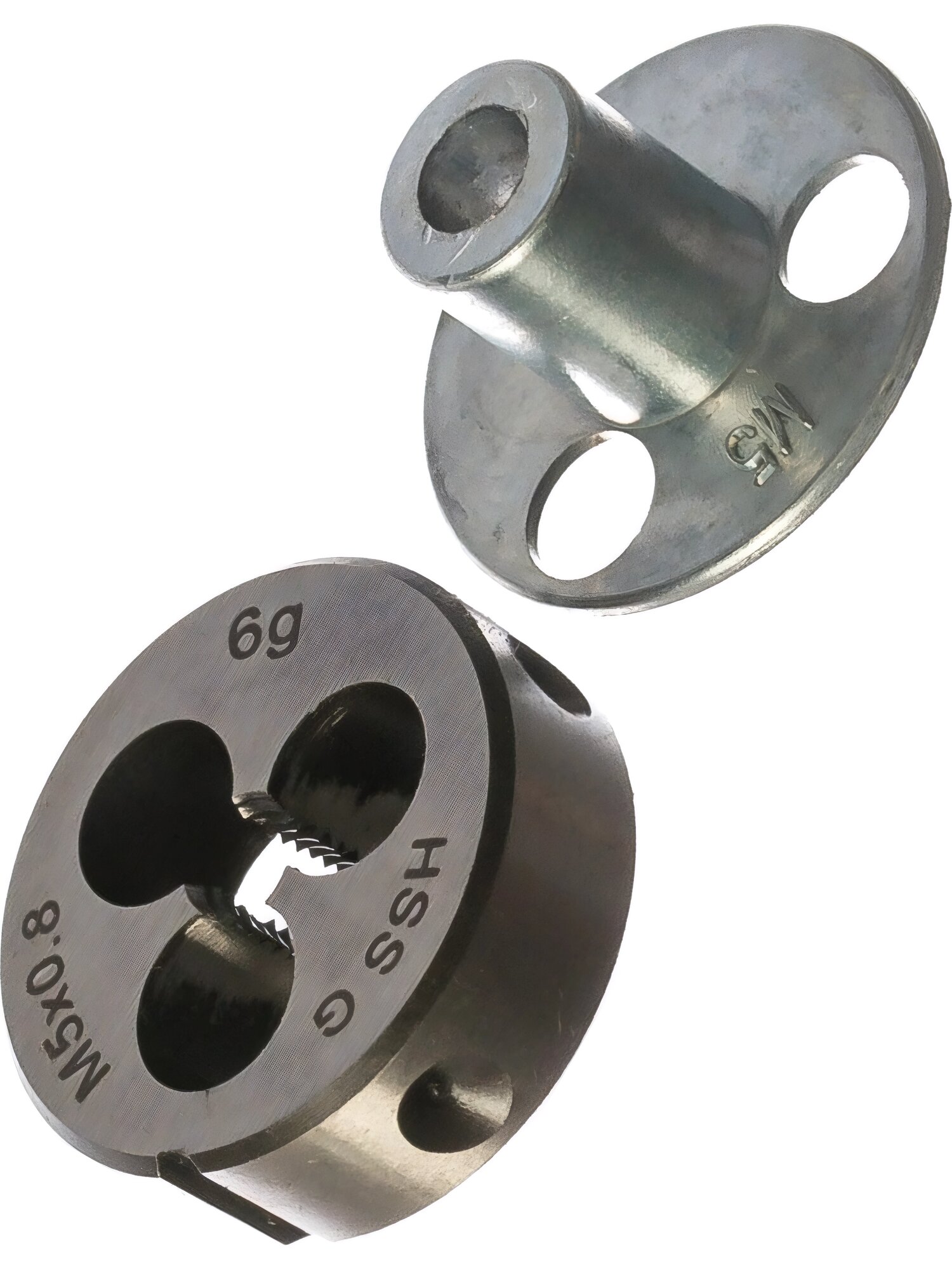 Плашка Thorvik MDG508 D-DRIVE круглая ручная с направляющей в наборе М5х0.8, HSS, Ф25х9 мм
