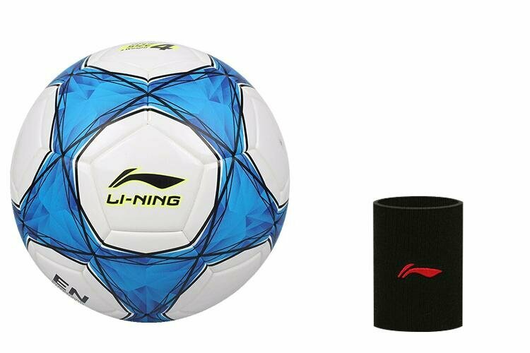 Футбольный мяч унисекс Li Ning, размер 4, TPU бесшовный термосварной, синий белый