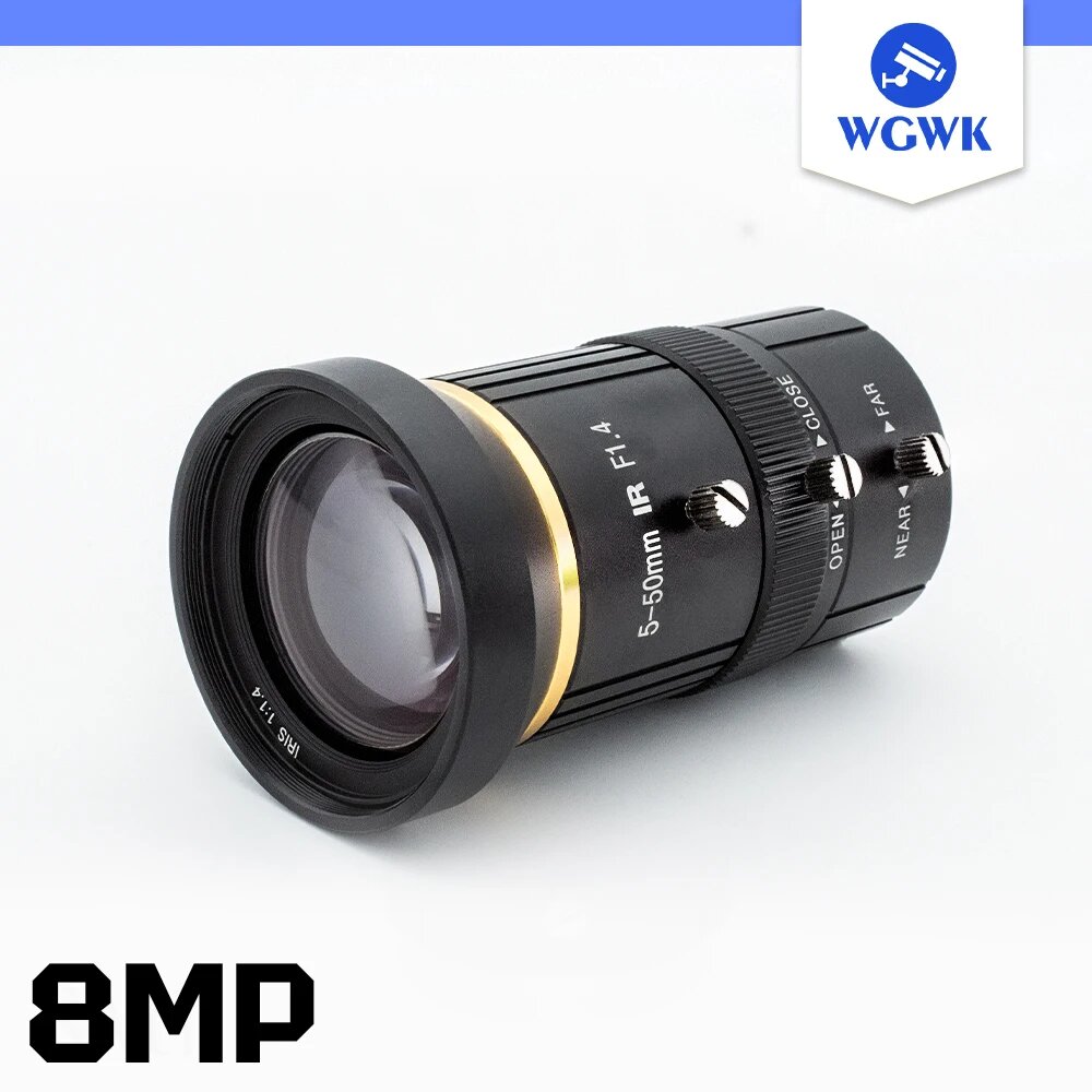WGWK-C85-50A Объектив камеры видеонаблюдения 5-50 мм 8MP F1.4 CS-Mount Ручной зум-фокус для промышленного цифрового микроскопа Камеры высокого качества