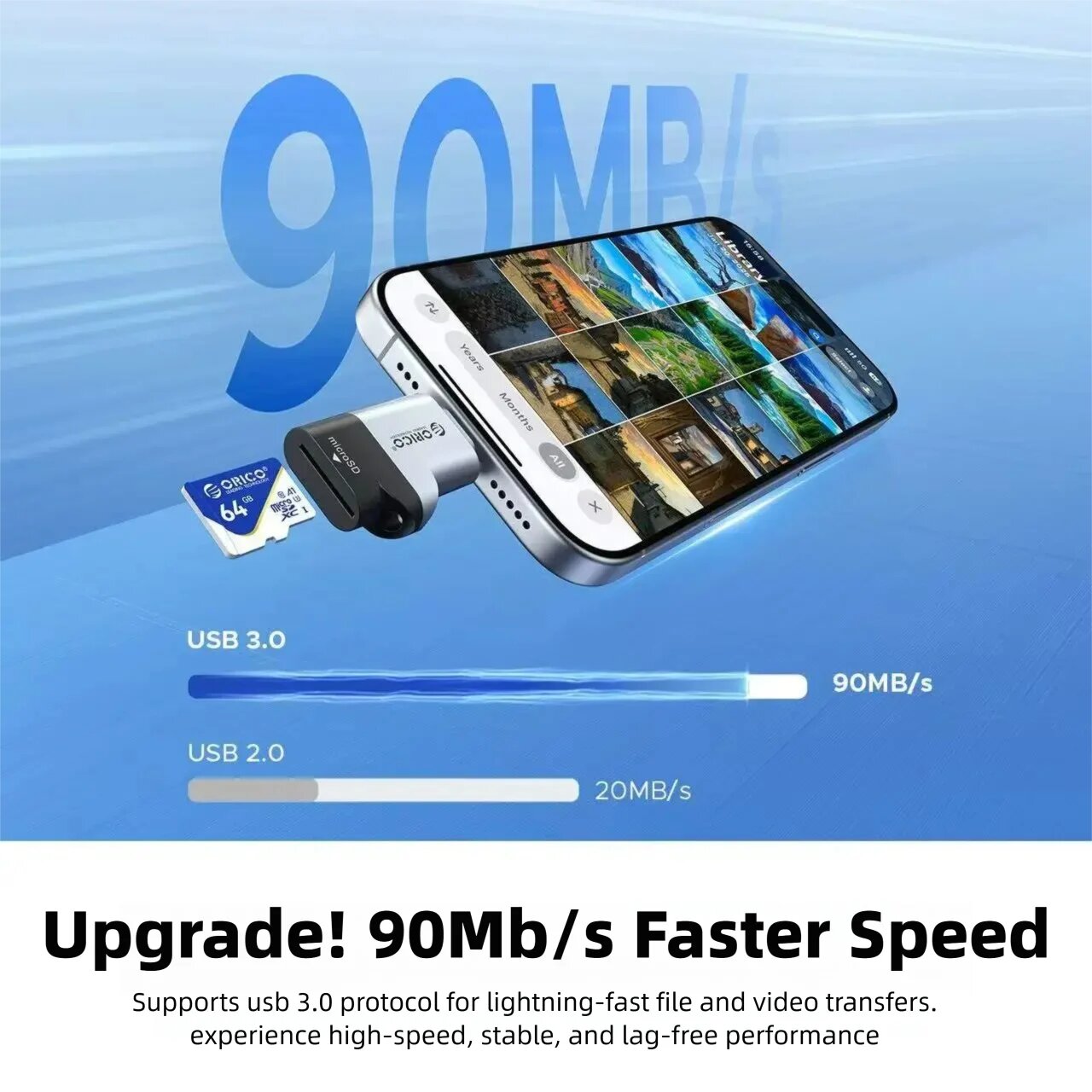 ORICO кардридер USB-C Micro SD USB3.0 — фото 1