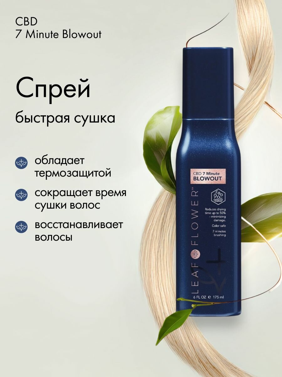 Термозащитный спрей для волос Leaf & Flower "7 Minute Blowout" / Несмываемый уход для быстрой сушки волос, 175 мл