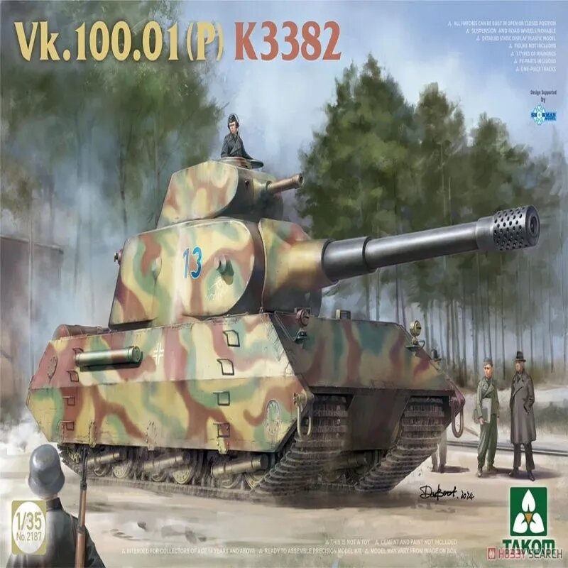 TAKOM 2187 1/35 vk 100.01(p) k3382 Модель танка, ABS пластик, 30 см