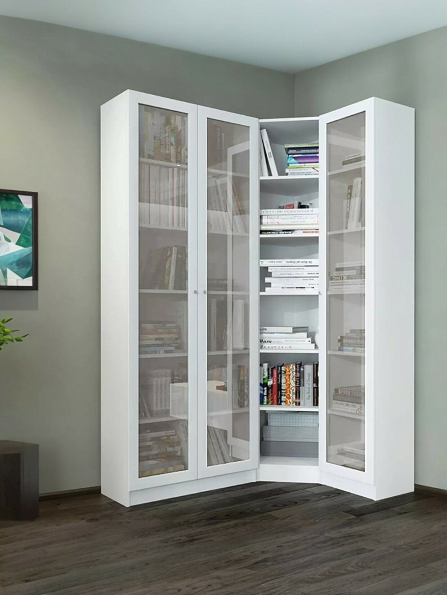Шкаф-стеллаж Билли 19 Белый Фасадный 0101 NEW 135x95x202 см, GOODFORM