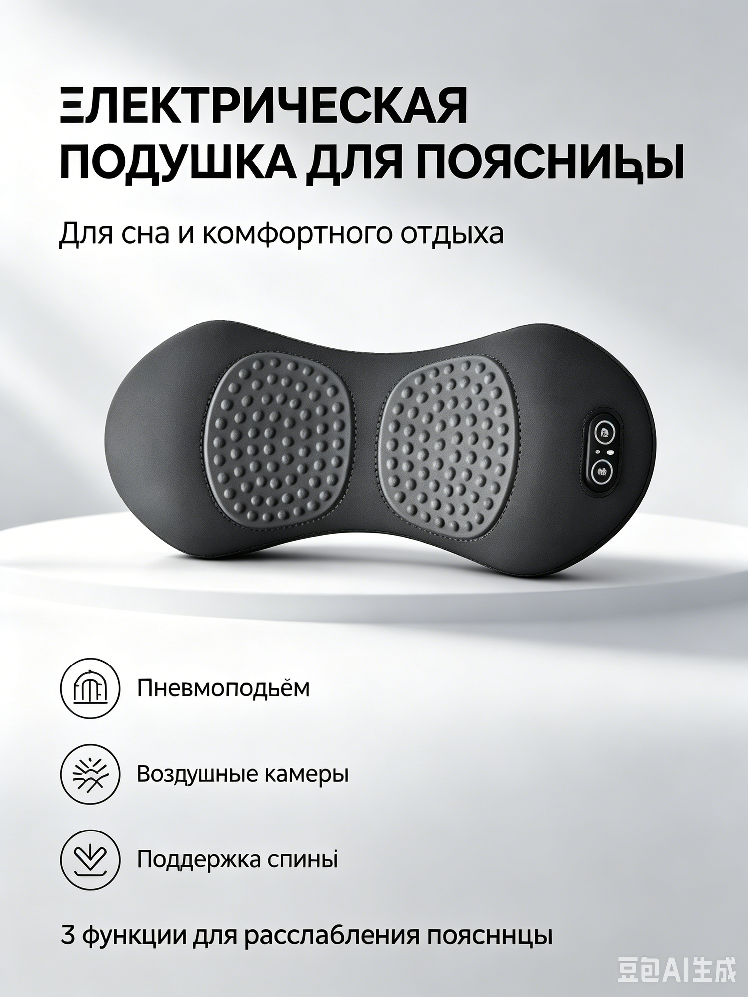 Электрическая подушка для поясницы для сна, 3 функции: пневмоподъём воздушными камерами