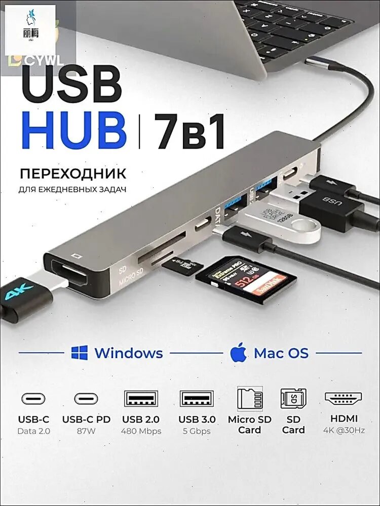 USB-концентратор 7-в-1