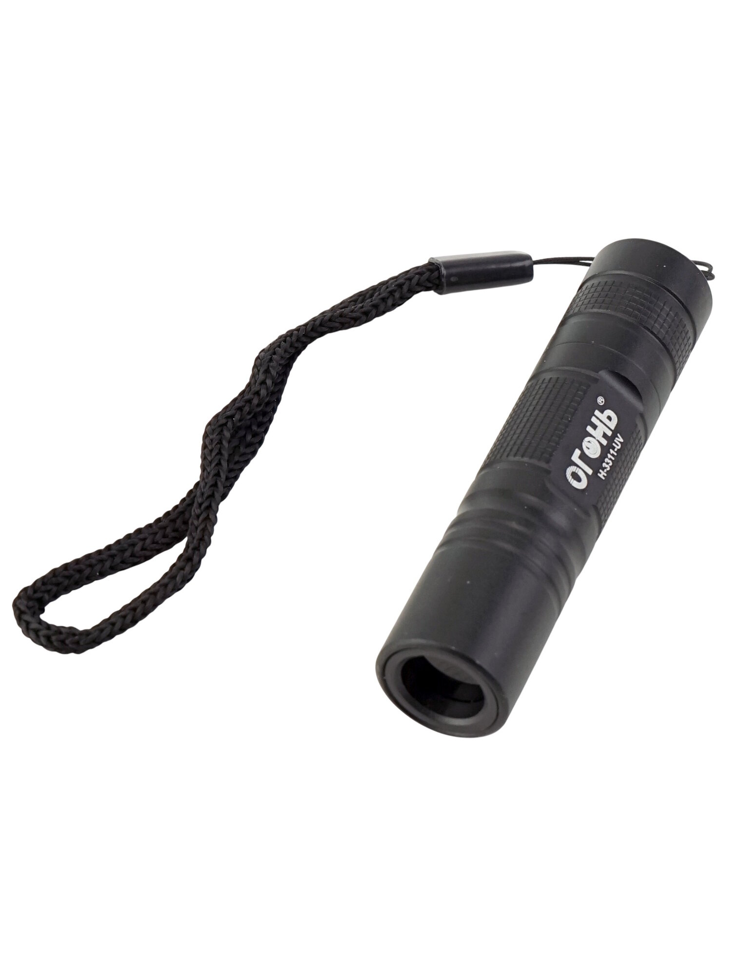 Фонарь Огонь H-3311-UV, тактический, УФ-свет, USB-зарядка, влагозащищенный, черный