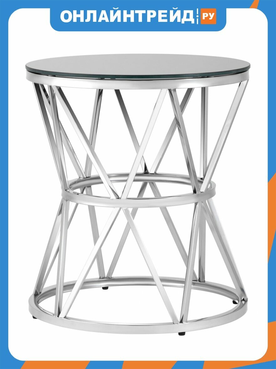 Стол журнальный Stool Group стул груп 50*50 вива, стекло черное, сталь серебристый